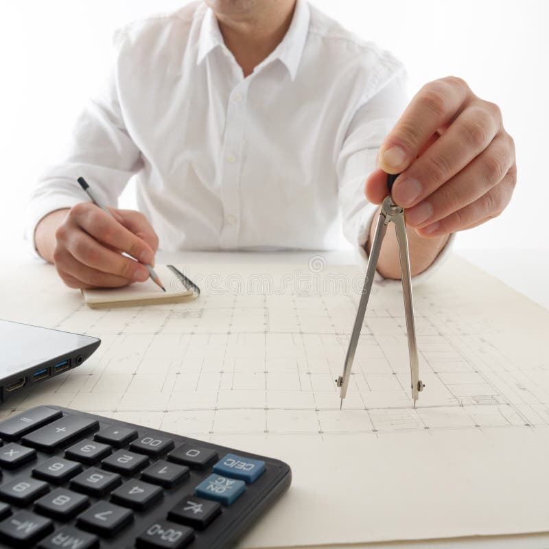 Architects Working on Blueprint, Real Estate Project. Architect ... Architects Working on Blueprint, Real Estate Project. Architect ...