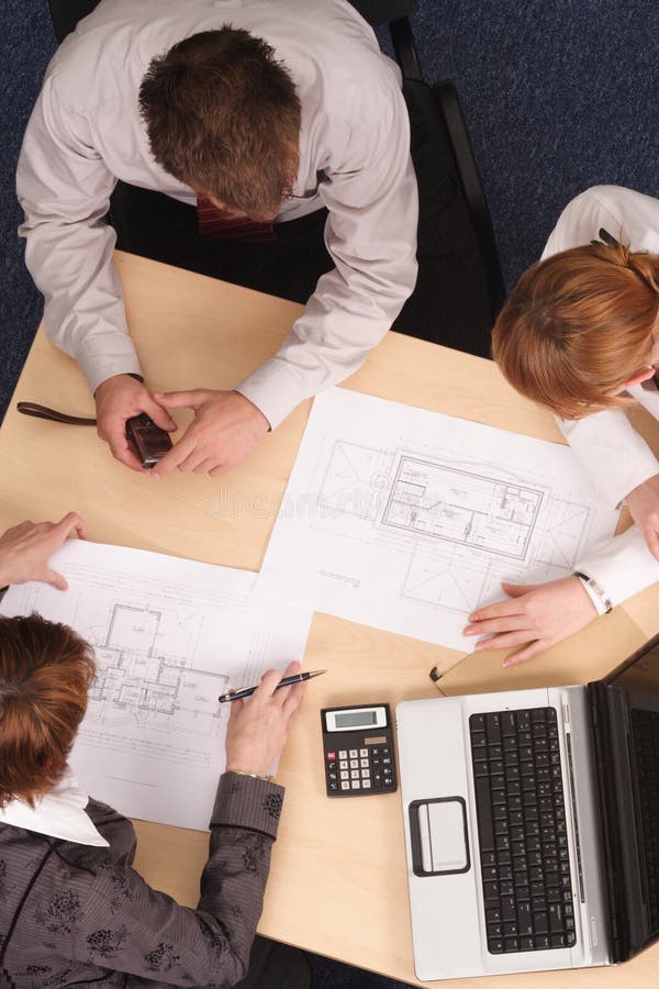 Architects Working with Blueprints Stock Image - Image of apartment ...