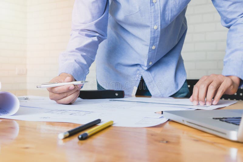 Architects Working with Blueprints Stock Image - Image of modern, idea ...