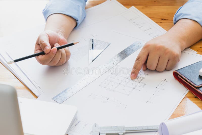 Architects Working with Blueprints Stock Photo - Image of concept, idea ...