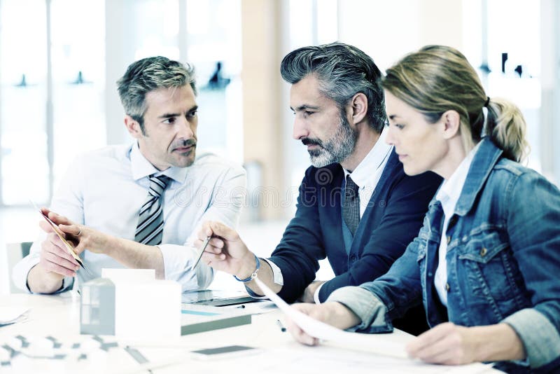 Architects Working on Construction Project Stock Photo - Image of ...