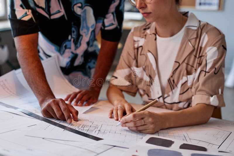 Architects Working on Interior Design Stock Image - Image of sample ...