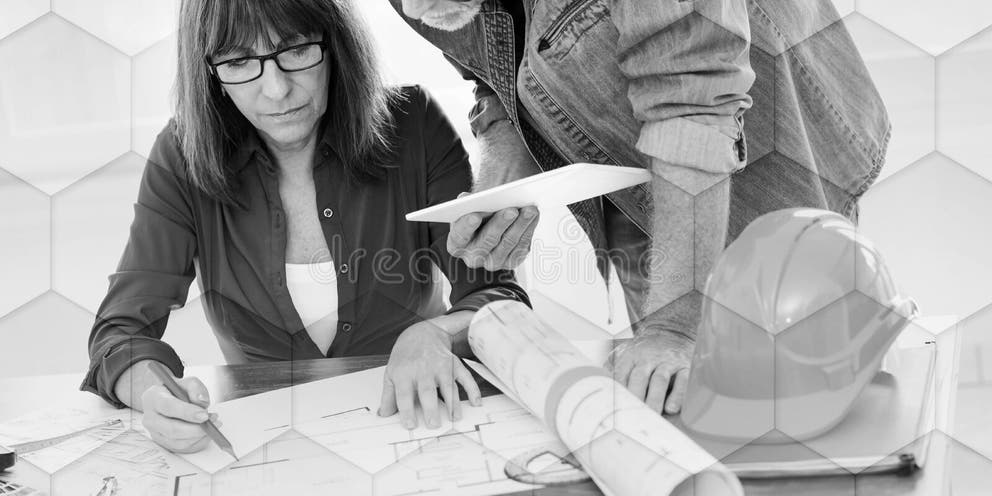Architects Working on Plans, Geometric Pattern Stock Image - Image of ...