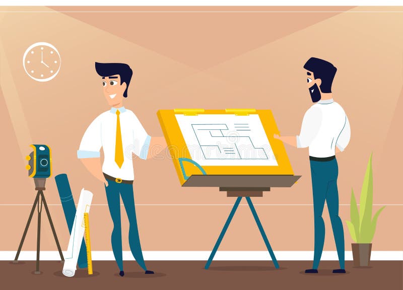 Architects is Working on the Project the Premises Stock Vector ...