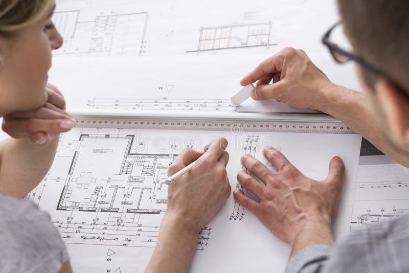 Architects Working on Some Professional Drawing Stock Photo - Image of ...