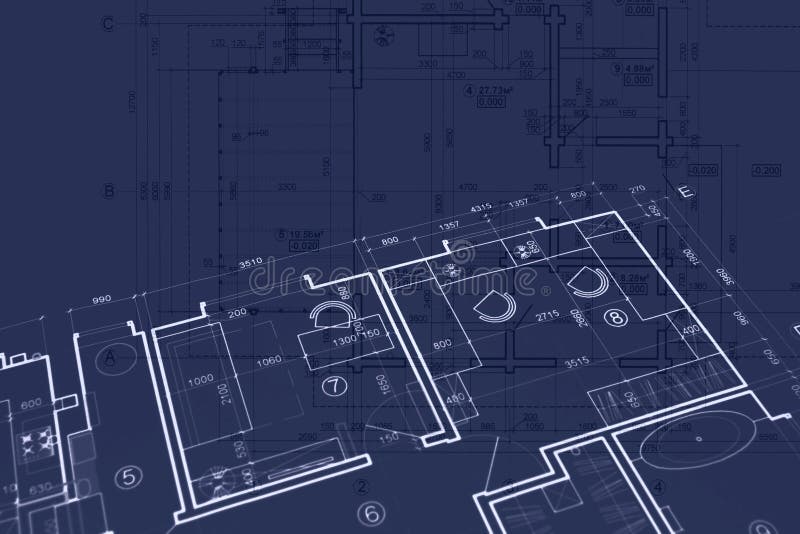 Architects Workplace Background. Blueprints, Civil Building Engineering ...