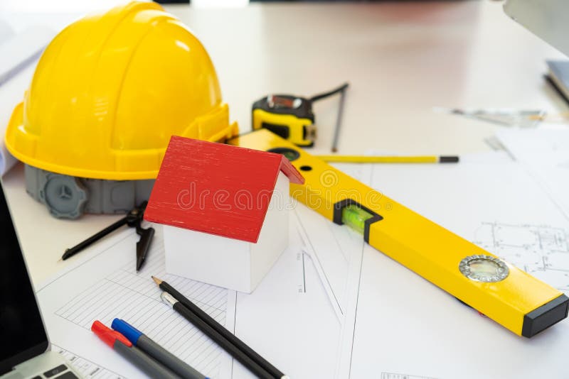 Architects Workplace Building Construction Stock Photo - Image of ...