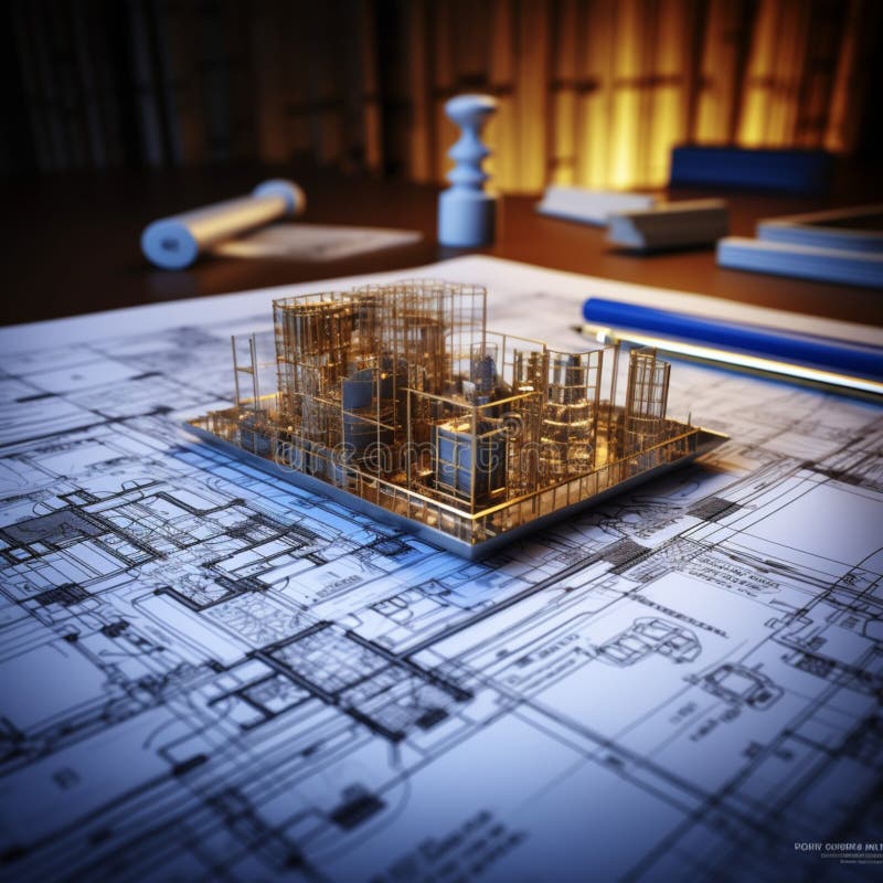 Architects Workspace Blueprint Rolls Elegantly Positioned on Table ...