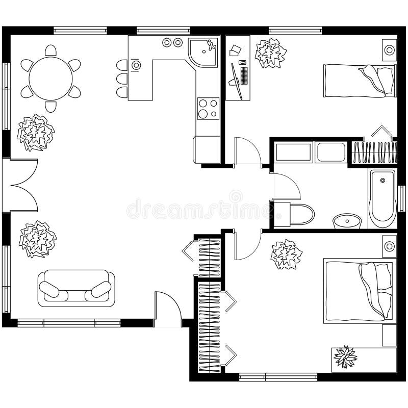 Architecturaal Plan Van Een Huis Vector Illustratie - Illustration of ...