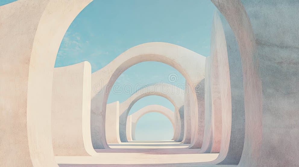 Architectural Abstract Design with Arching Structures and Textured ...