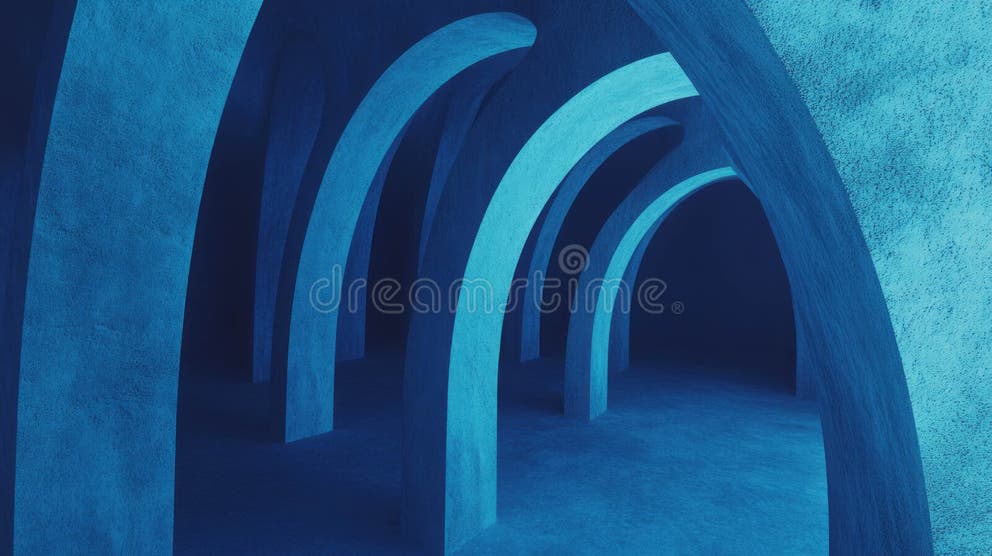 Architectural Abstract Design with Blue Arches and Textured Surfaces ...