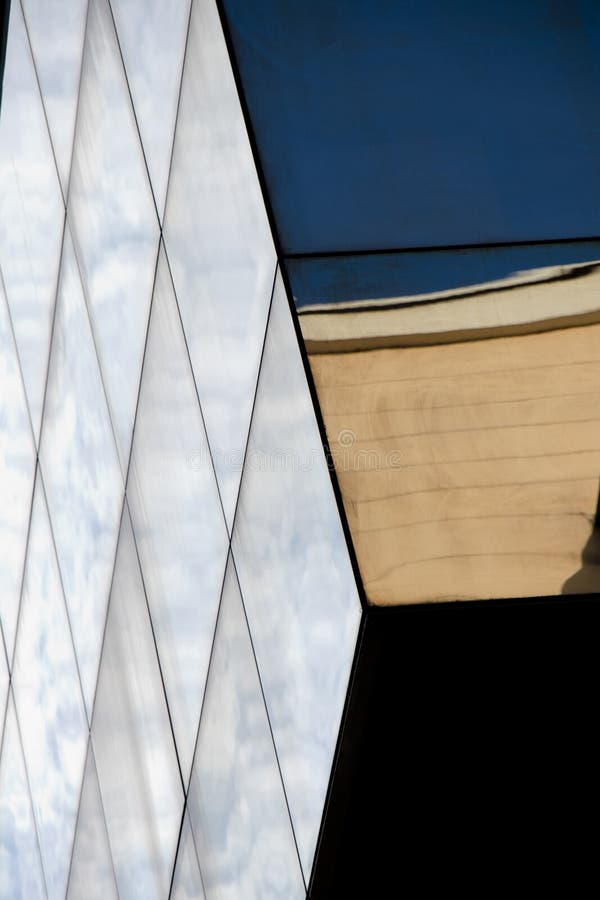 Architectural Abstract - Glass Facade Building with Sky Reflections ...