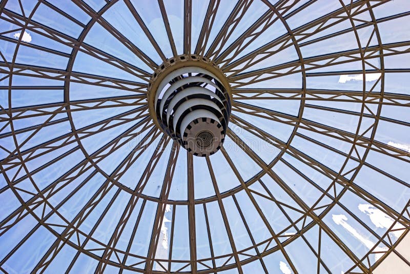 Architectural Abstract Glass Structure Dome, Bottom View Stock Photo ...