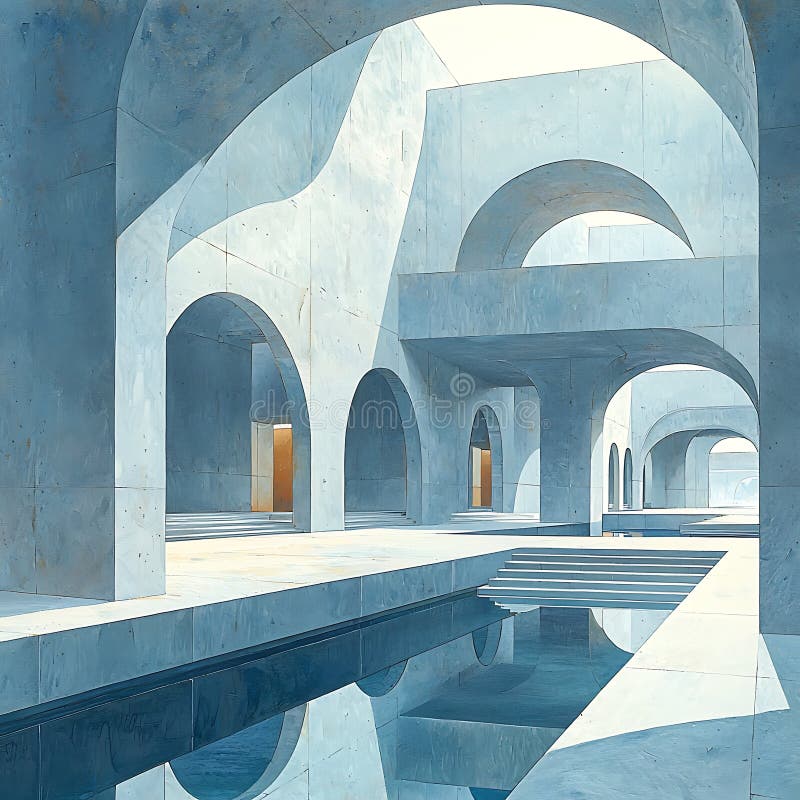 Tranquil Courtyard Reflecting Pool Minimalist Architecture Stock Photos ...