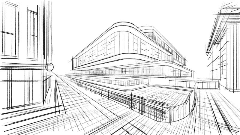 Architectural Abstract Sketch of a Complex of Buildings. Stock Video ...