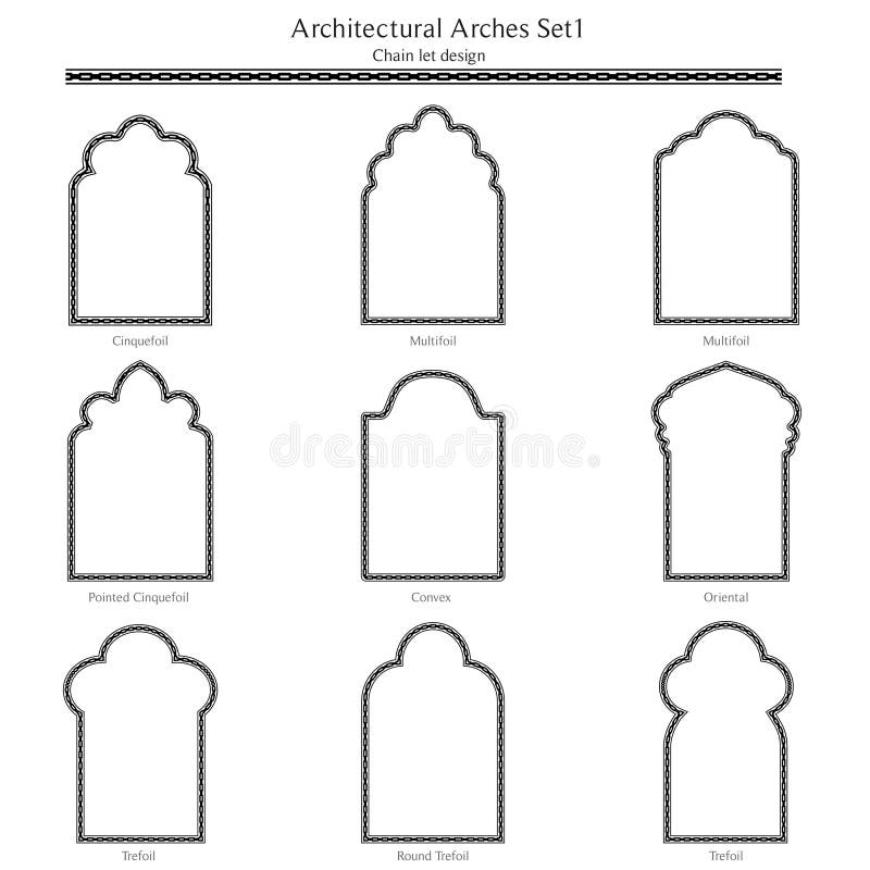 Architectural Arch Set Rectangular Frame Architecture Chain Round Frame ...