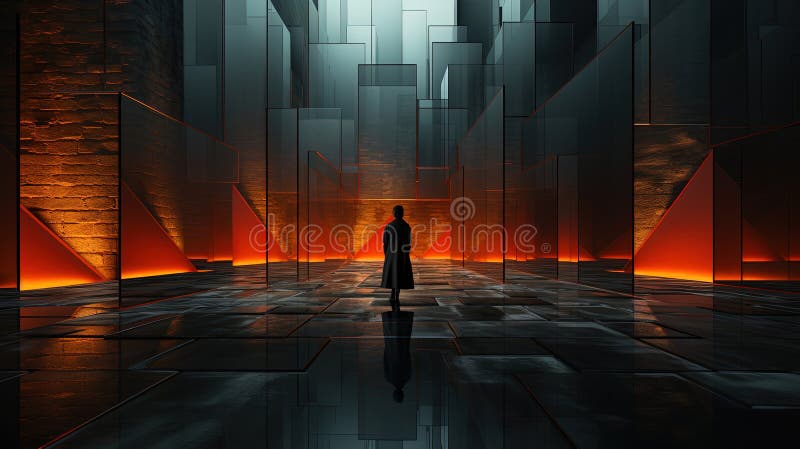 Architectural Art of a Geometrical Building with Light during Night ...