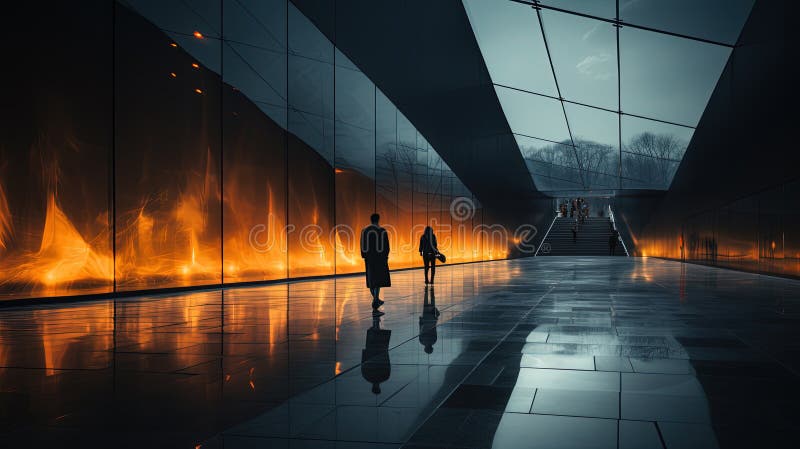 Architectural Art of a Geometrical Building with Light during Night ...