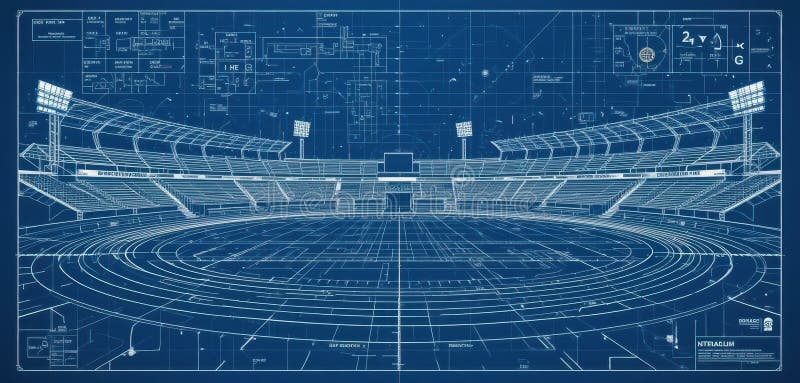 Architectural Athletics Blueprint Style, Line Art, Technical ...