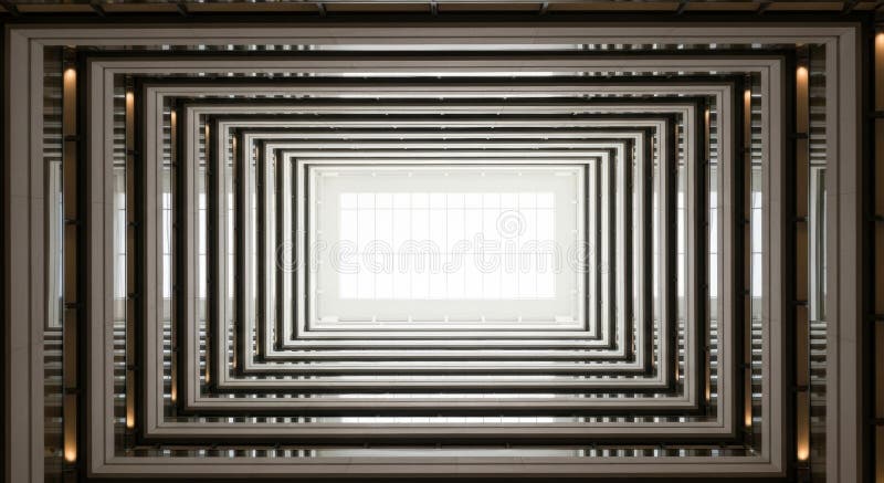 Architectural Atrium: Nested Squares and Skylight Stock Illustration ...