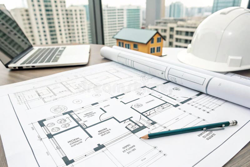 Architectural Background with Building Construct Plan Stock ...