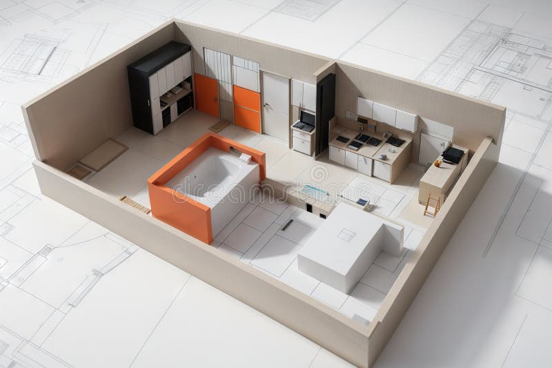 Architectural Background. Building Construct Plan. Interior Design Sketch Draw. Home Floor ...