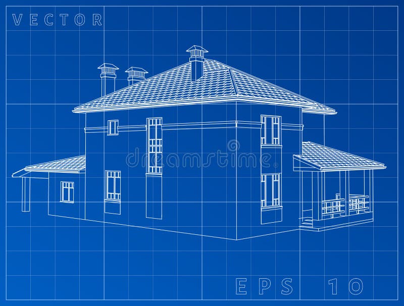 Architectural Background with a 3D Building Model. Vector Clip-art ...