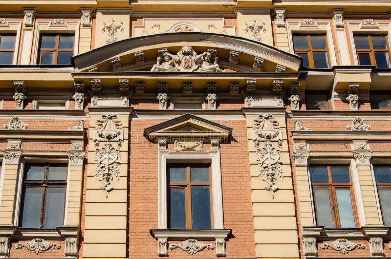 Architectural Background Classic Building with Decor Elements Stock ...