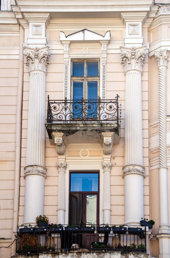 Architectural Background Classic Building with Decor Elements Stock ...