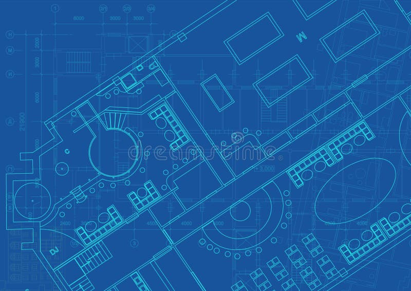 Architectural Background with Technical Drawings. Blueprints Plan ...