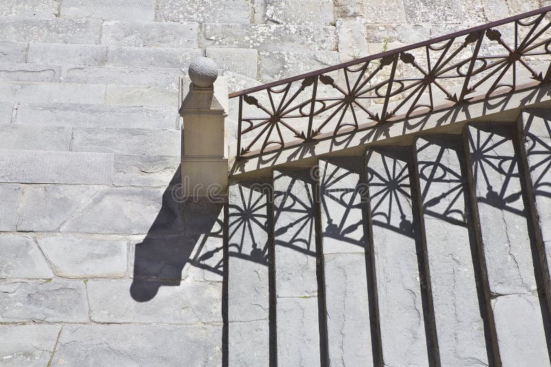 Architectural Barriers Concept with Old Stone Staircase with Wrought ...