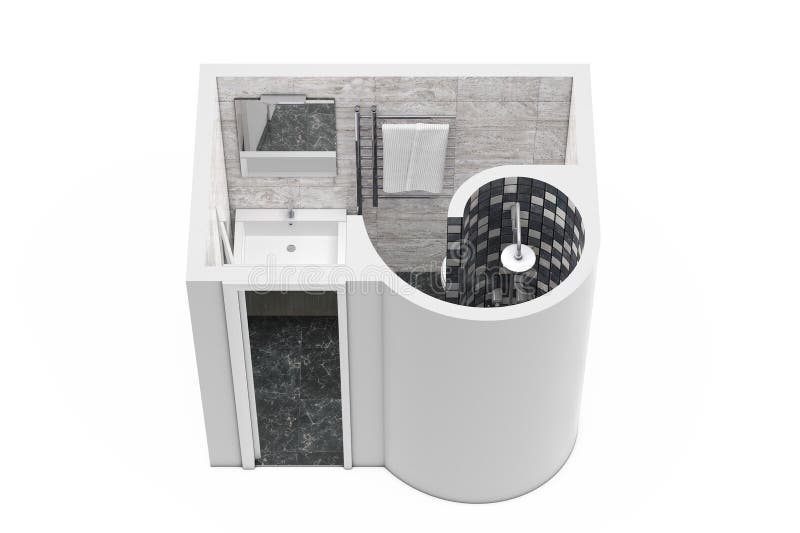 Architectural Bathroom Interior Floor Plan. 3d Rendering Stock Photo ...