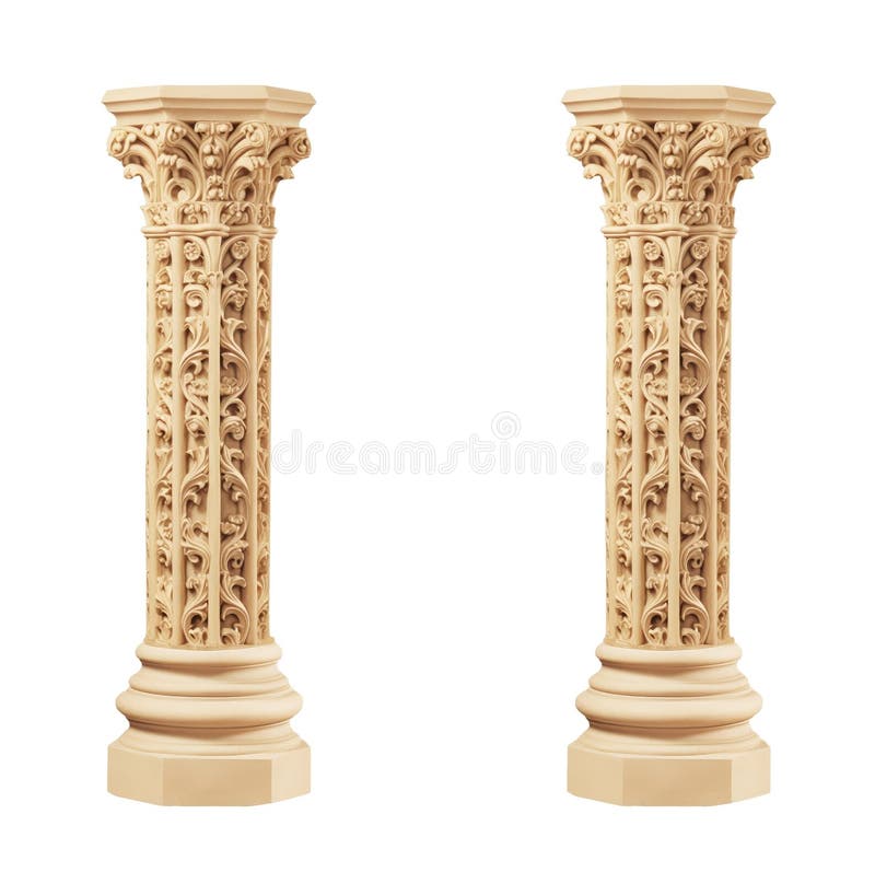 Architectural Beige Columns Ionic Order Isolated on Transparent Png ...