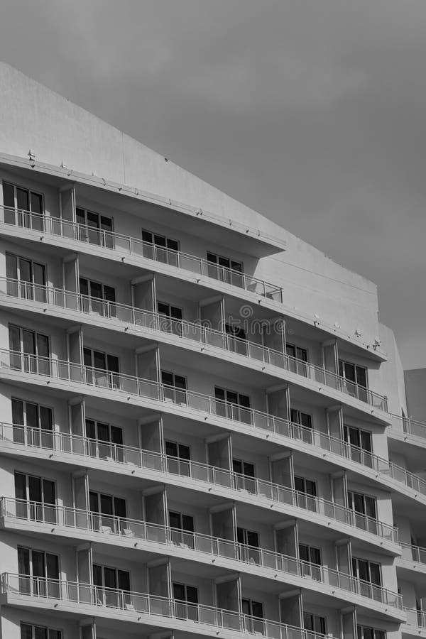 Architectural Black and White Image of a Large Apartment Complex with ...