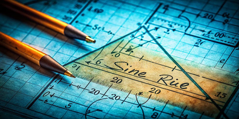 Architectural Blueprint Background Featuring Handwritten Sine Rule ...