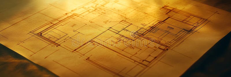 Architectural Blueprint, Building Design Plan on Paper, Construction ...