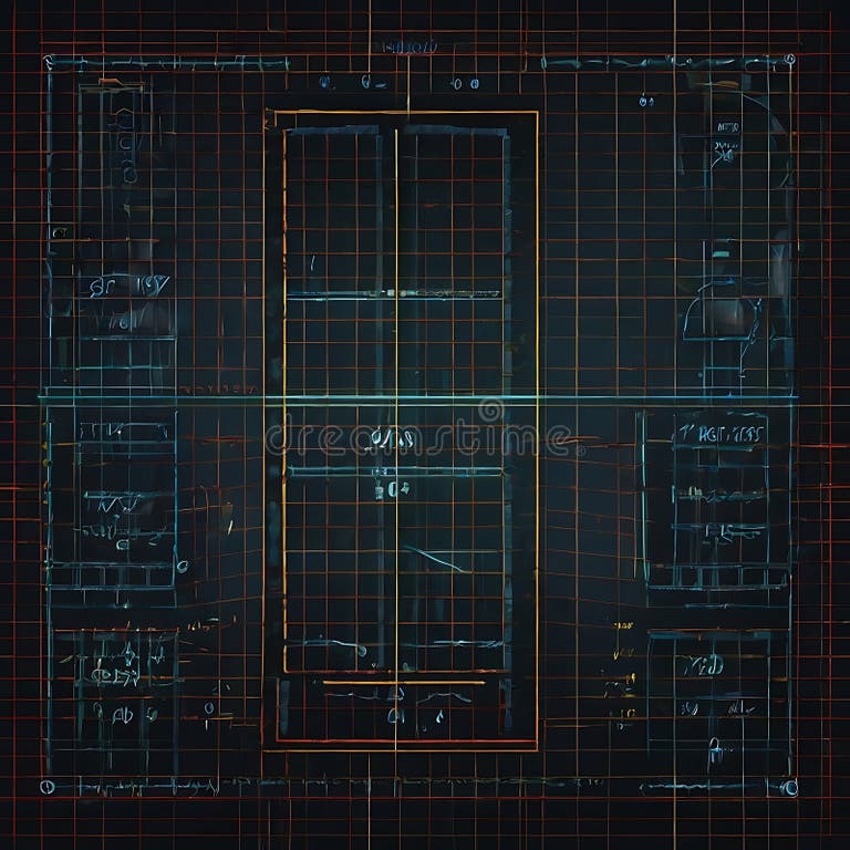 Architectural Blueprint of a Building Section with Gridded Structure ...