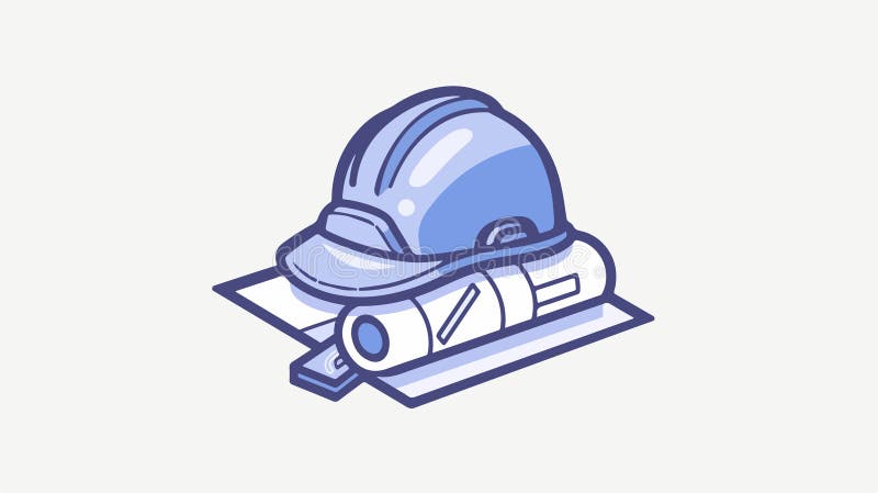 Architectural Blueprint and Construction Hat Icon for Professional ...