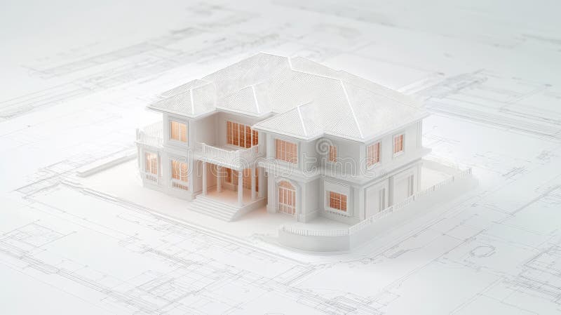 Architectural Blueprint and 3d House Model Design Construction ...