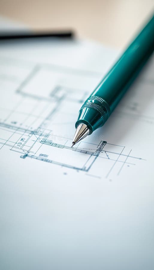 Architectural Blueprint Design and Mechanical Pencil Meticulous ...