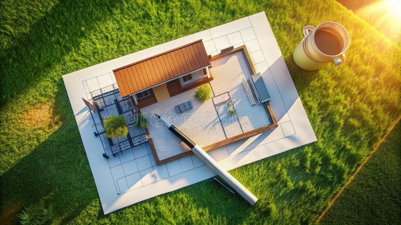 Architectural Blueprint Design Scheme Unveiled Aerial Perspective of a ...