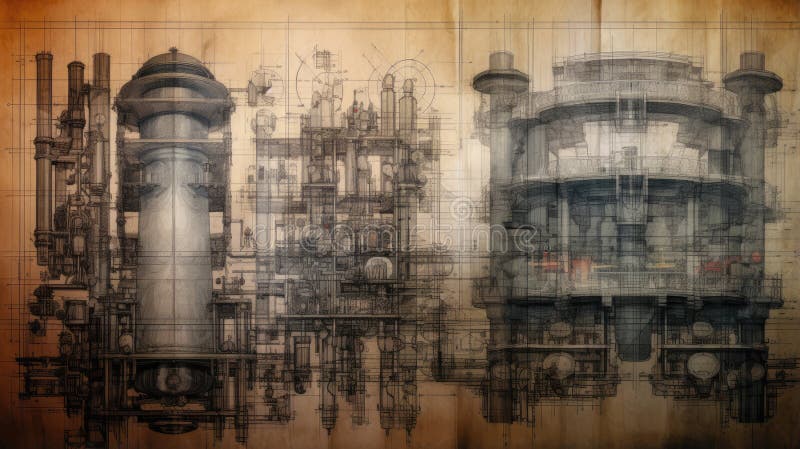 An Architectural Blueprint with Detailed Floor Plans and Elevation ...