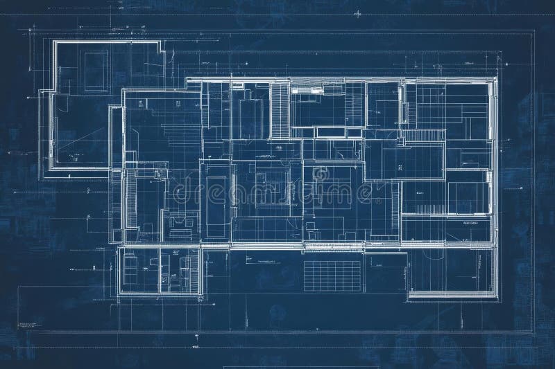Architectural Blueprint, a Detailed Floorplan Design Stock Illustration ...