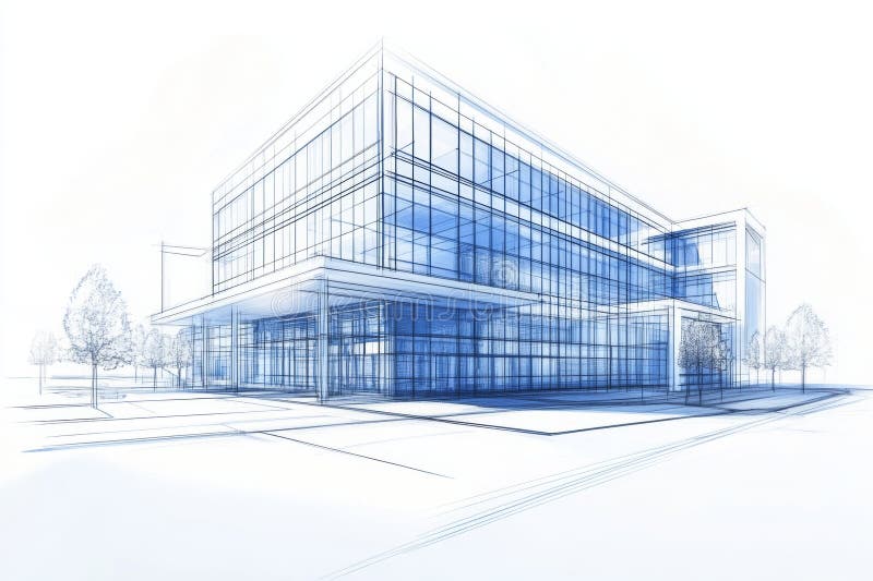 Architectural Blueprint of a Modern Commercial Building Design ...