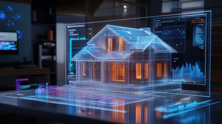 Architectural Blueprint a Digital House Model Integrated with Data ...