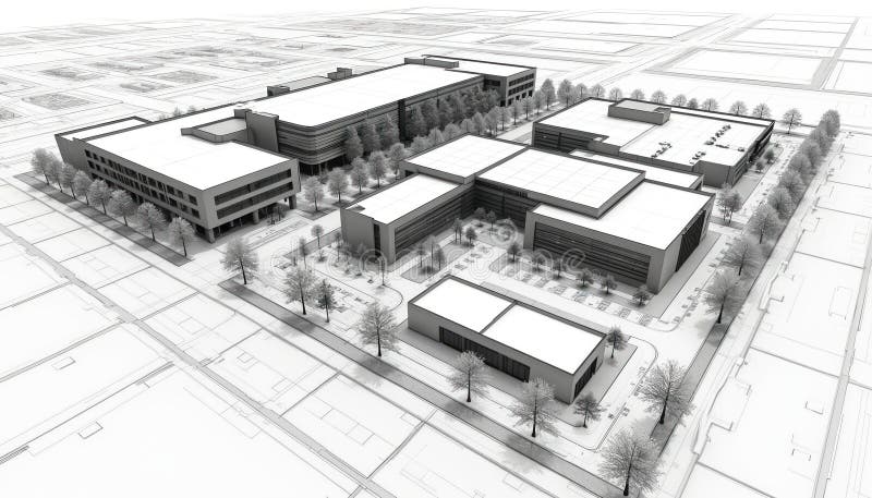 Architectural Blueprint Displays Commercial Development Site Plan ...