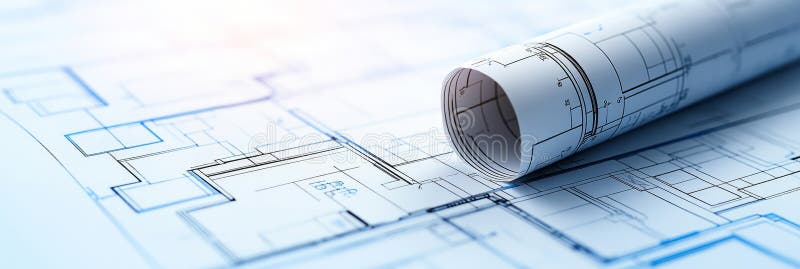 Architectural Blueprint Floor Plan in Blue and White Construction ...