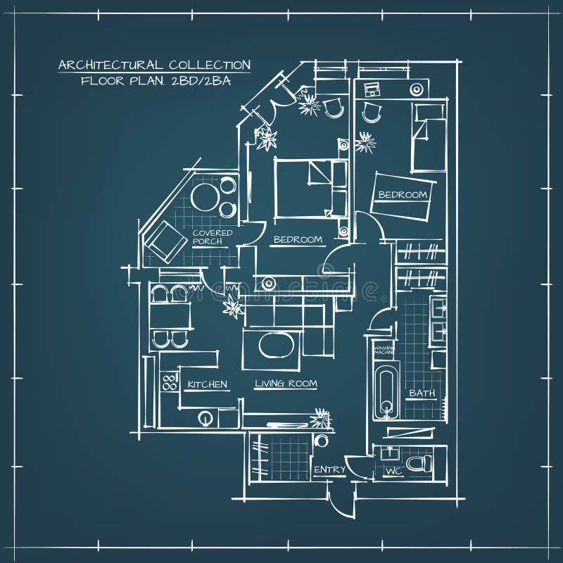 House - Architecture Blueprint Stock Illustration - Illustration of ...