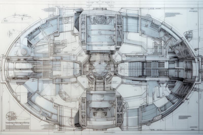 Architectural Blueprint for Futuristic Space Station, with Detailed ...