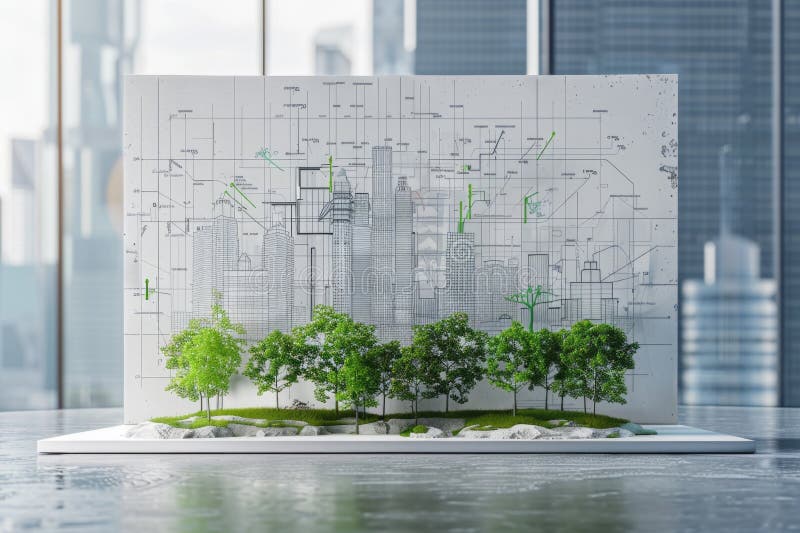 Architectural Blueprint Highlighting Csr Commitments with Green Urban ...